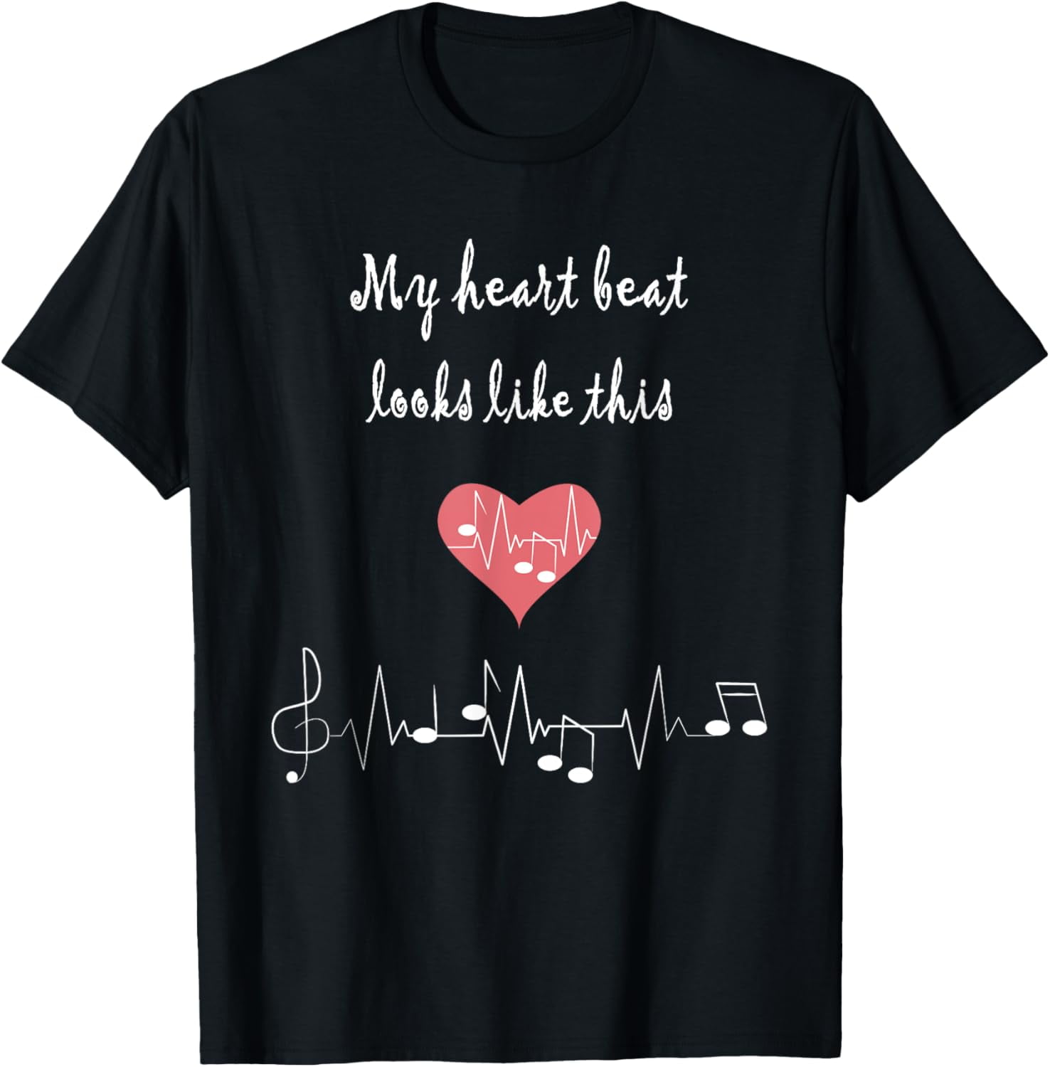T-Hirt with Notes and Heart-Heart Rate Shirt Musical notes - Walmart.com