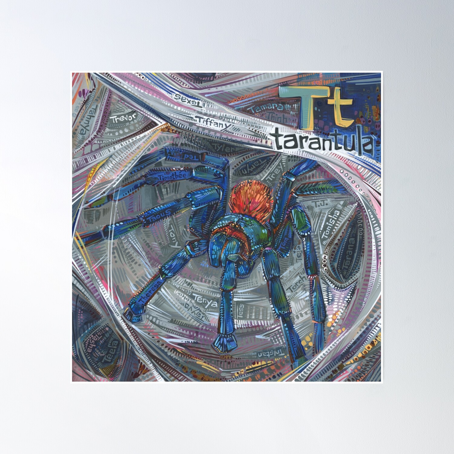 T Is For Tarantula Poster Wall Art, Modern Wall Decor, 30x30 UNFRAMED ...