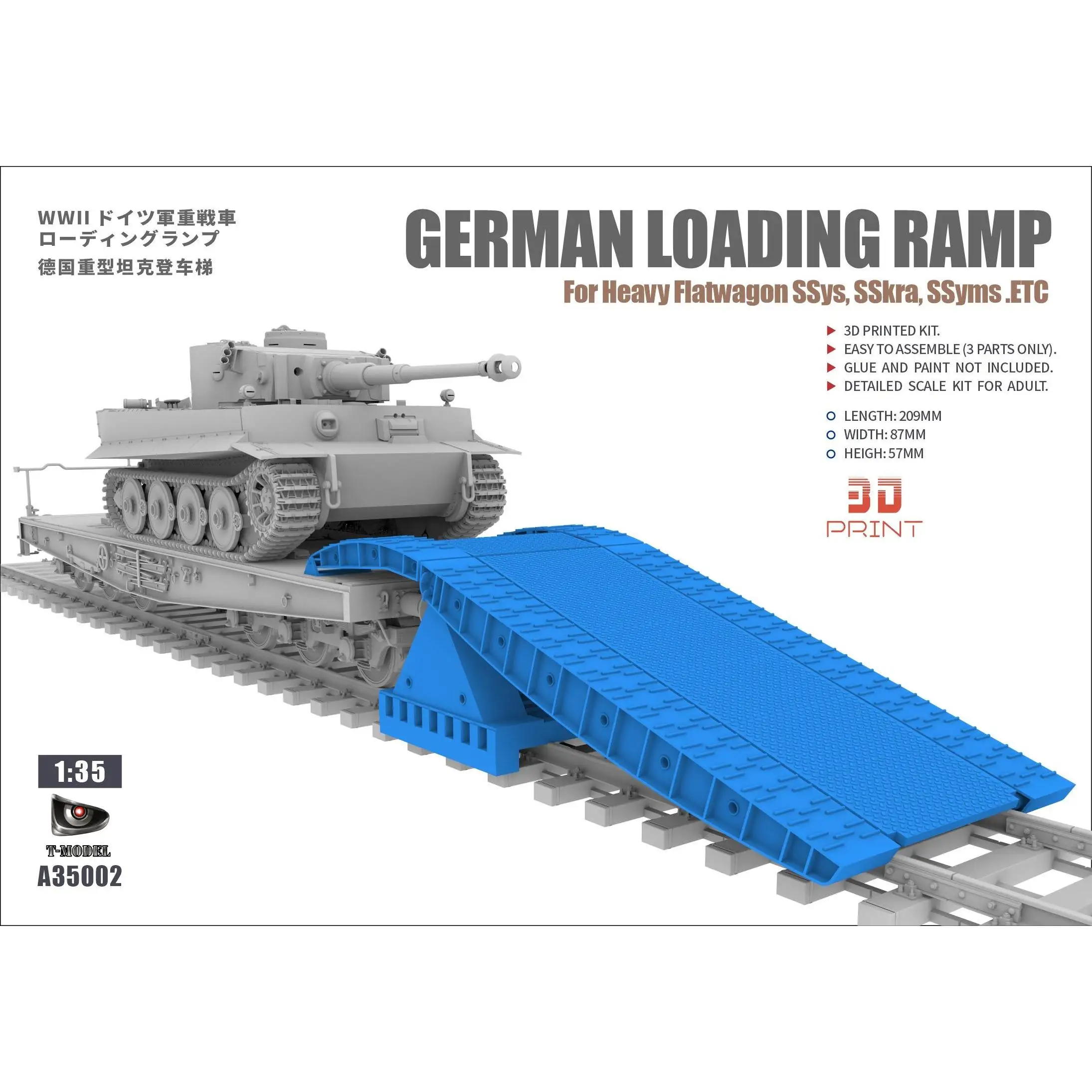 T-MODEL A35002 1/35 GERMAN LOADING RAMP For Heavy Flatwagon SSys SSkra ...