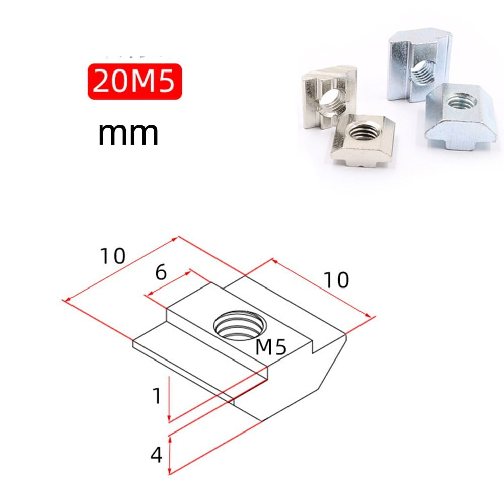 T-Nut M3/M4/M5/M6 Sliding Tee Nut Plain Carbon Steel Extrusion 20 Series - Walmart.com