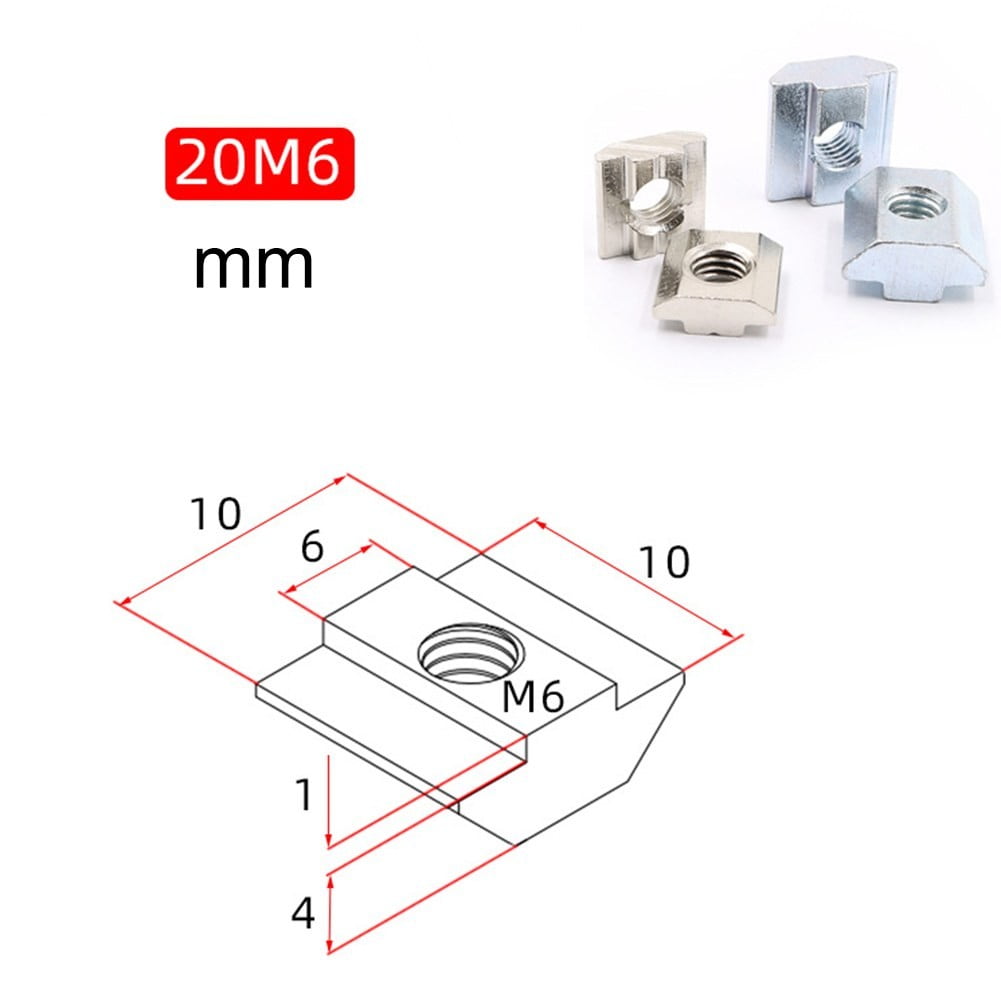 T-Nut M3//M5/M6 Sliding Tee Nut Plain Carbon Steel Extrusion 20 Series,M6 - Walmart.com