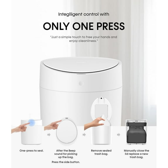 T ONE Smart Trash Can, 2.6 Gallon Automatic Garbage Can with Self ...