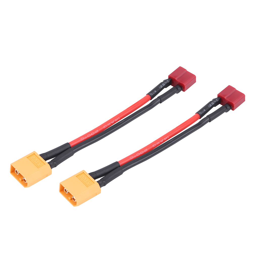 T-Plug Female to XT60 Male Connector Converter with Silicone Cables 2-Pack RC Adapter Set ...