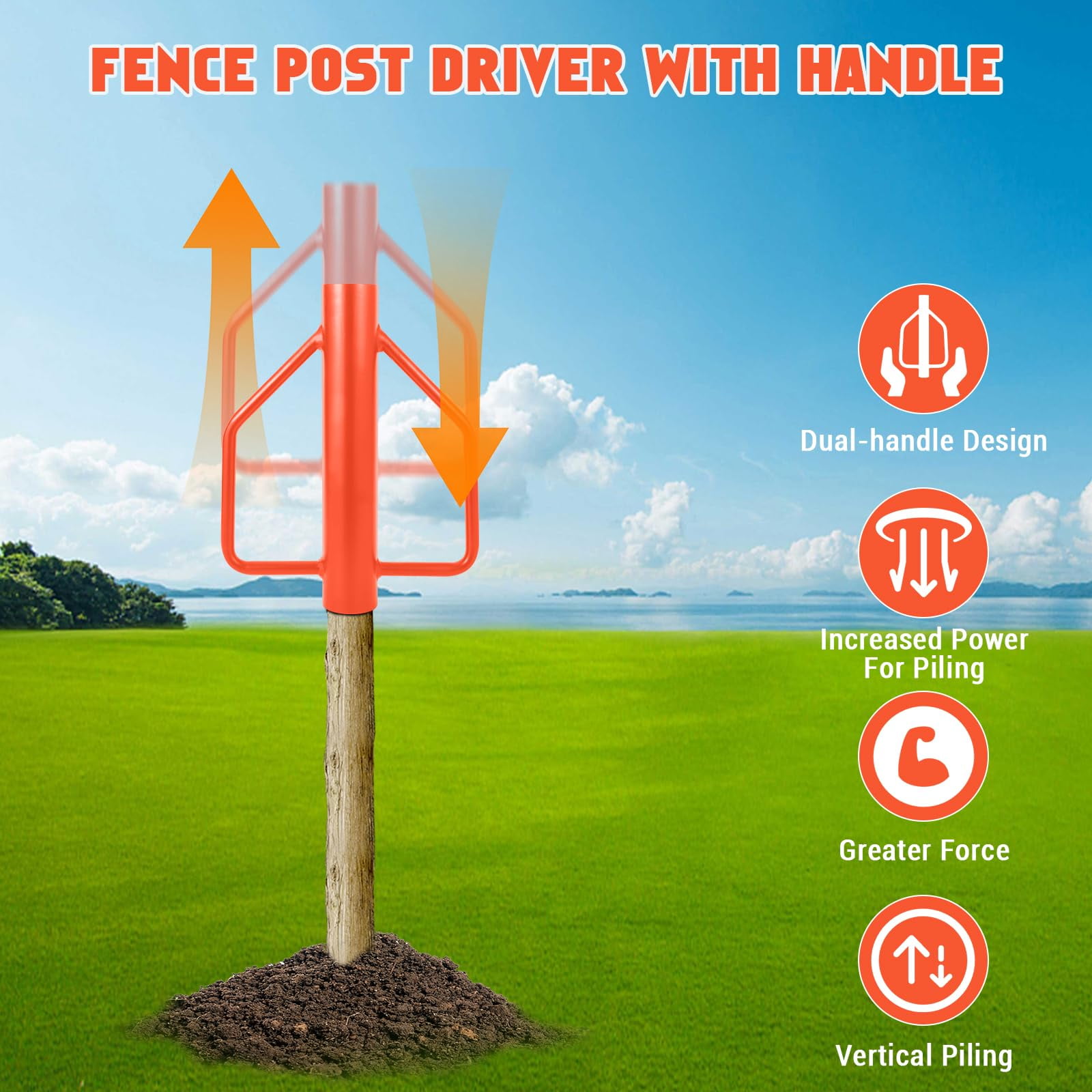 T Post Driver with Handles, Heavy Duty Fence Post Driver Post Pounder ...