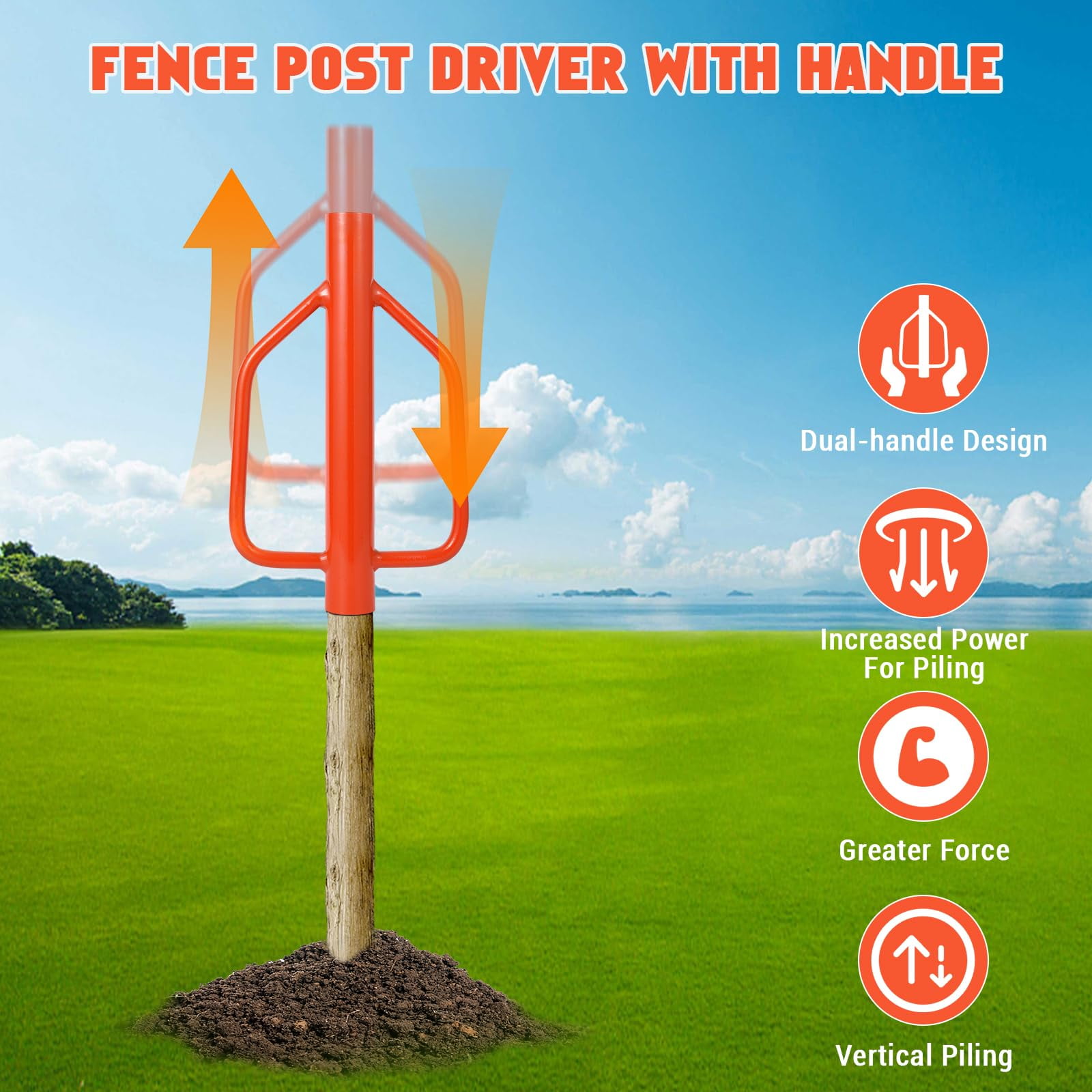 T Post Driver with Handles, Heavy Duty Fence Post Driver Post Pounder ...