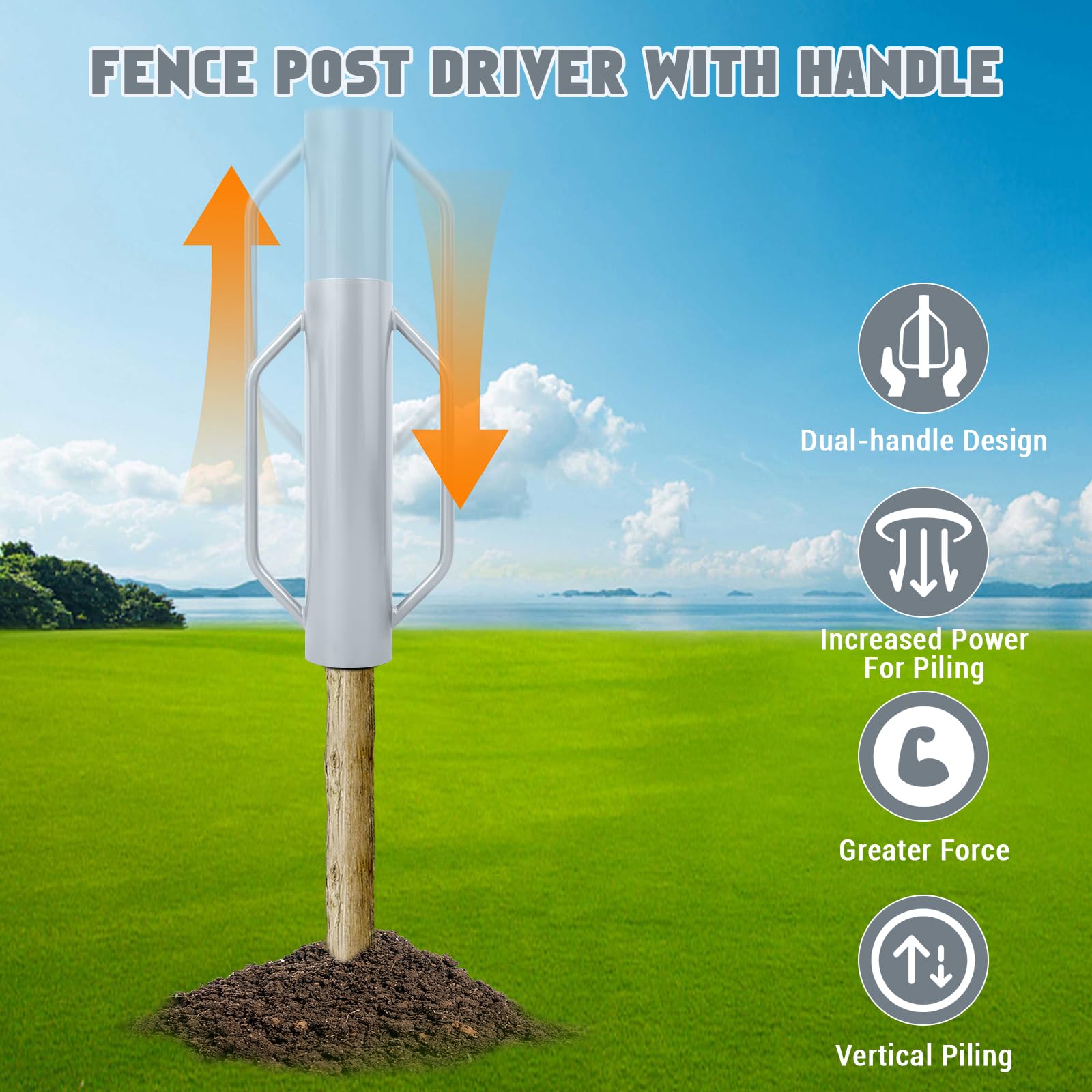 T Post Driver with Handles, Heavy Duty Fence Post Driver Post Pounder ...