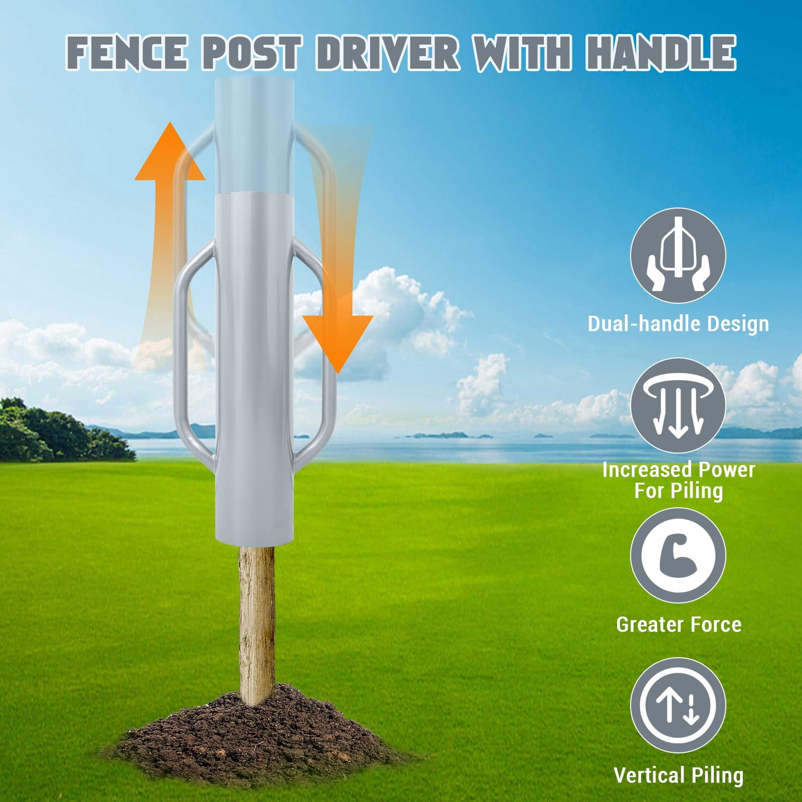 T Post Driver with Handles, Heavy Duty Fence Post Driver Post Pounder ...