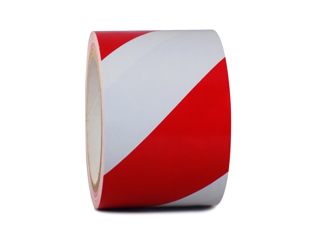 T.R.U. SST-618C Red & White Hazard Warning Safety Stripe Tape: 3" in ...