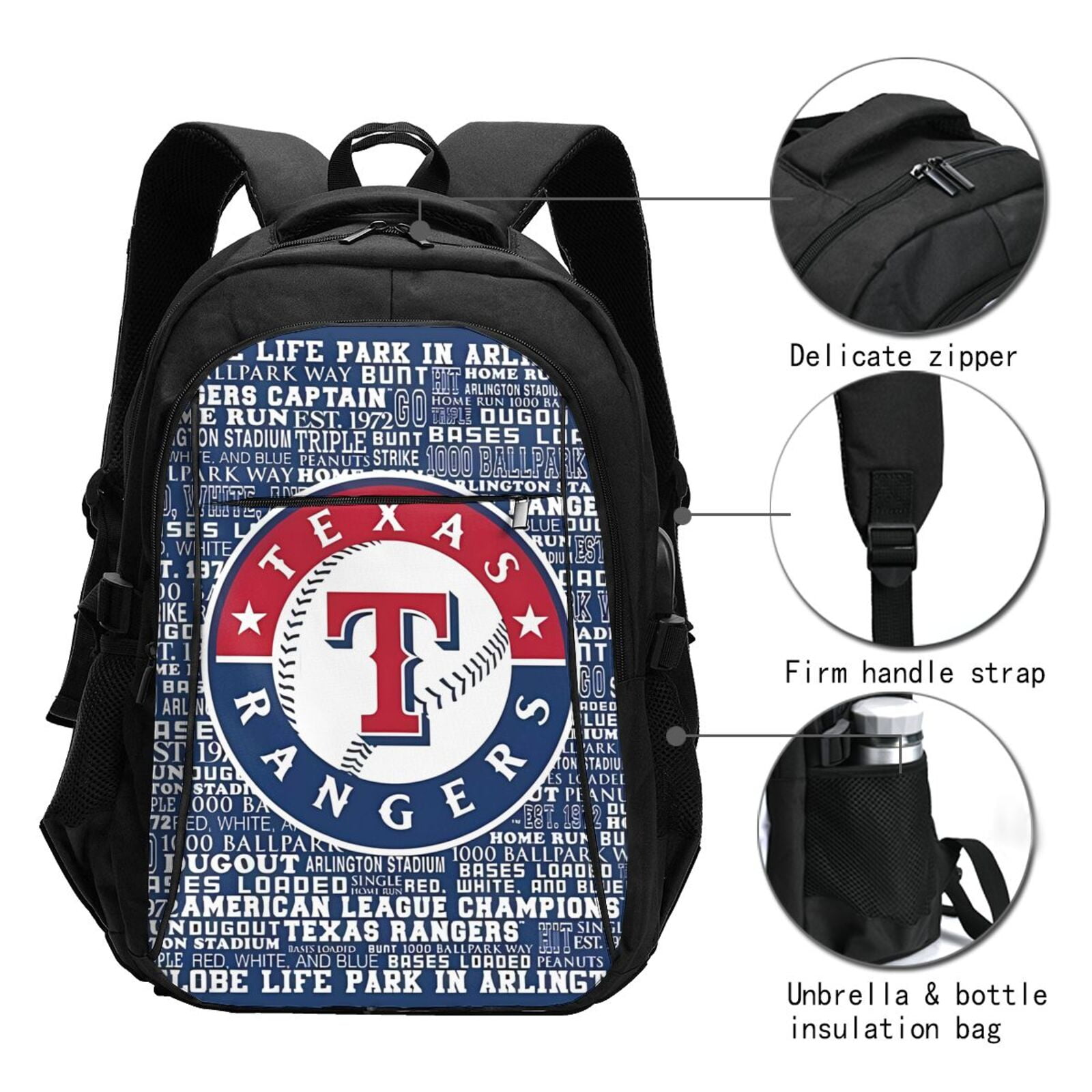 T_Rangers‌ ‌‌2025 Team Custom Backpack for Fans – Personalized 17” USB ...