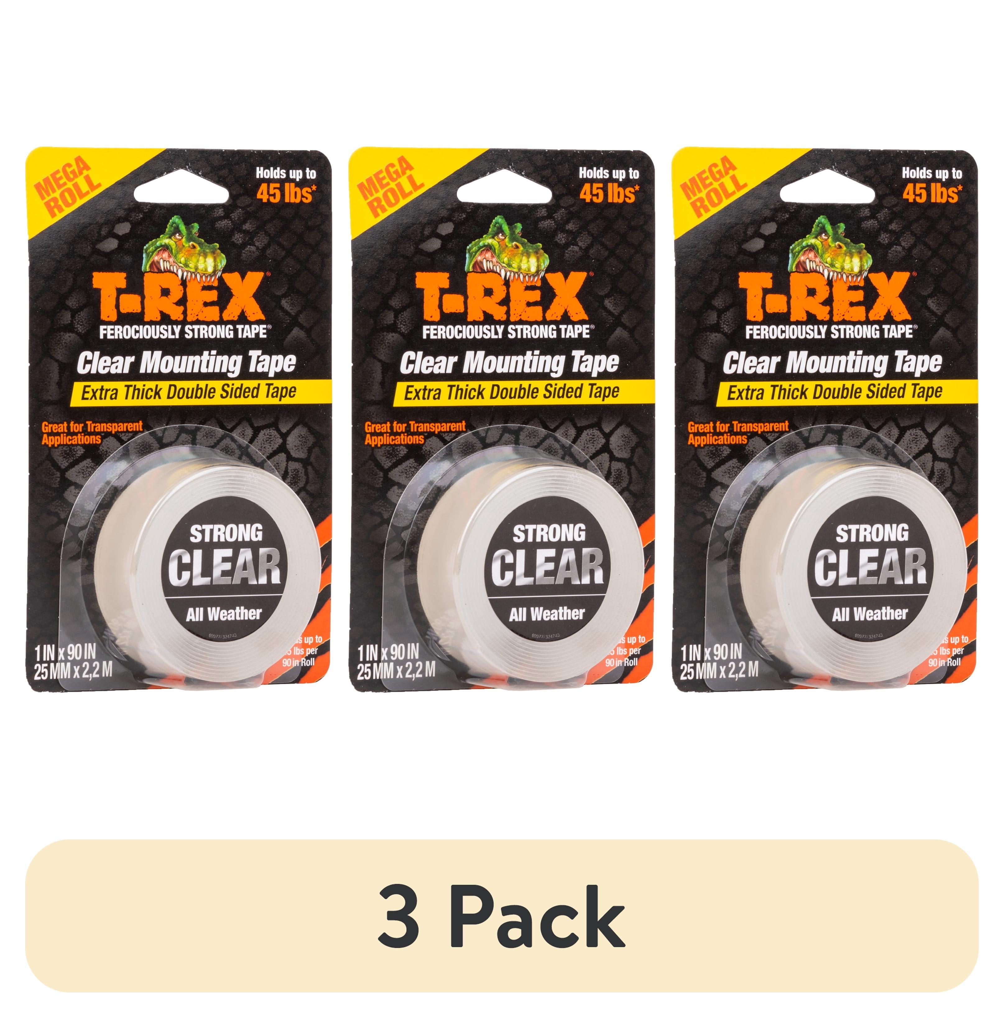 (3 pack) T-Rex Brand Ferociously Strong Extra Thick Mounting Tape, 1 in ...
