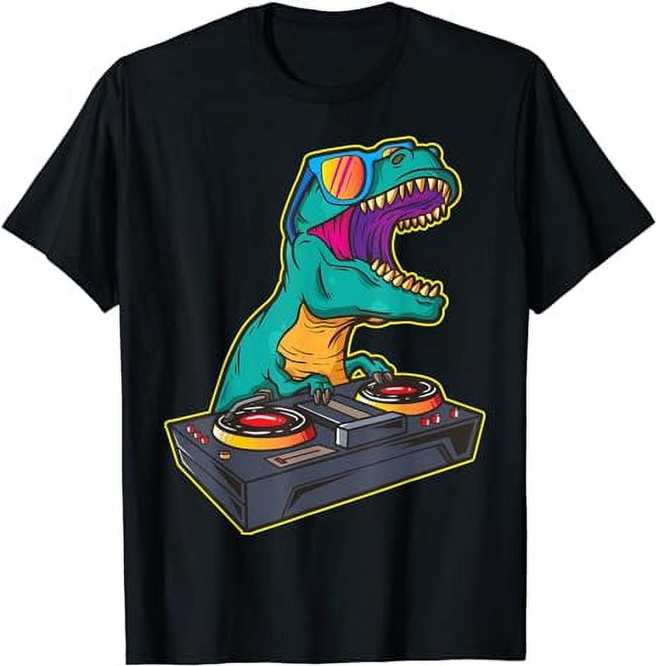 T Rex DJ Party Club Disk Jockey Gift Shirt EDM Dance Club T-Shirt ...