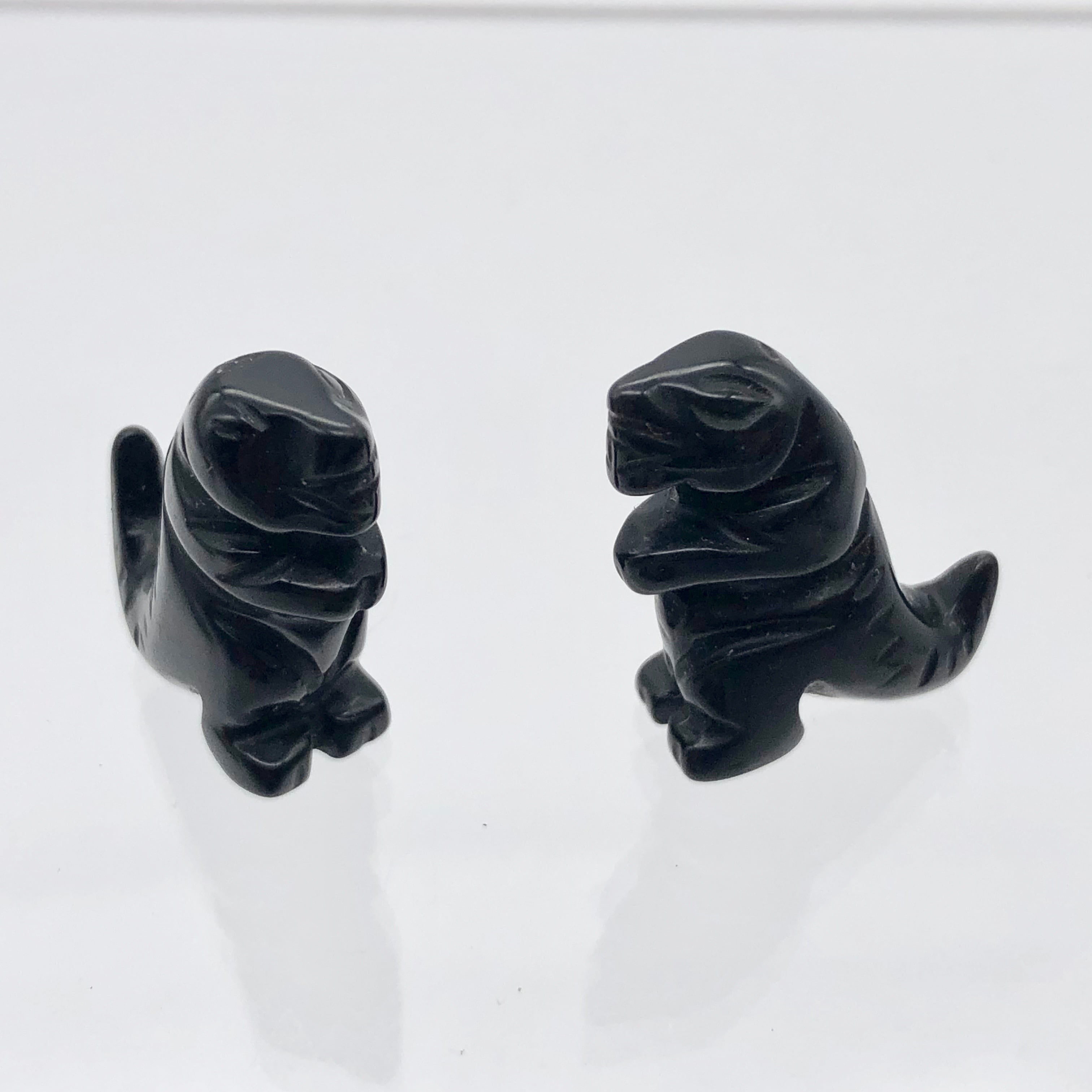 T-Rex Dinosaur 2 Carved Obsidian Tyrannosaurus Rex Animal Beads | 21x18 ...