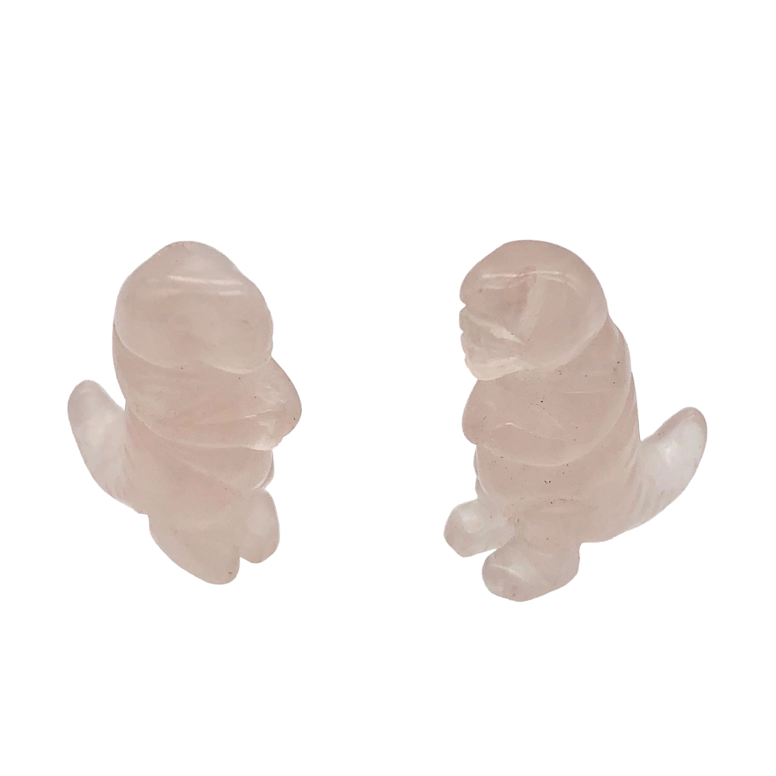T-Rex Dinosaur 2 Rose Quartz Tyrannosaurus Rex Animal Beads | 20x18x8mm ...