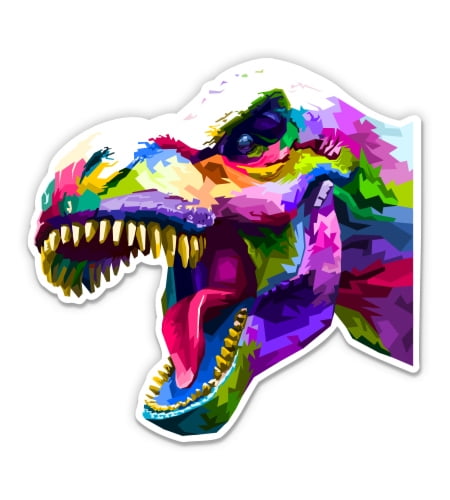 T-Rex Dinosaur Colorful Pop Art Style - 12" Vinyl Sticker Waterproof ...
