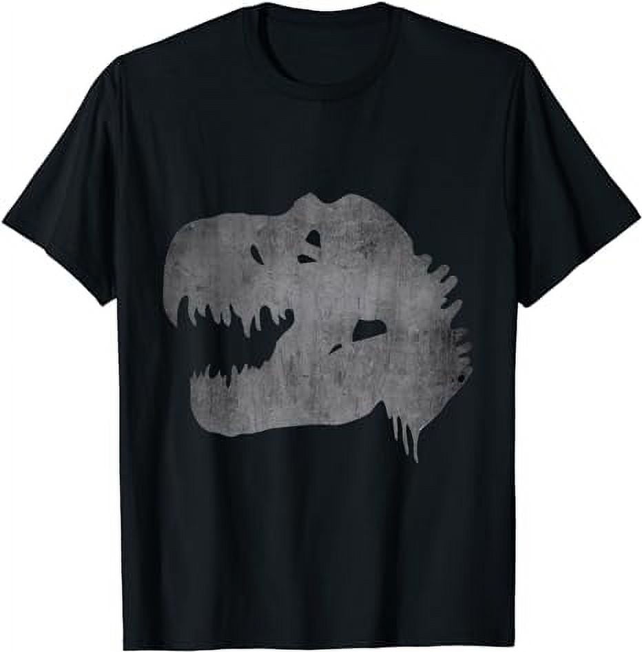 T-Rex Dinosaur Fossil Skeleton Head (Charcoal Logo Design) T-Shirt ...