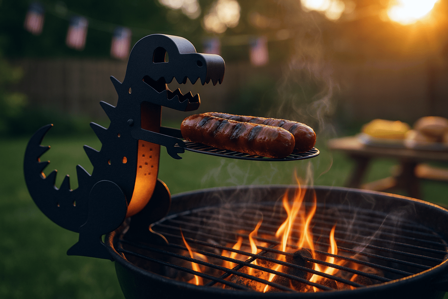 T-Rex Dinosaur Hot Dog Holder: T-Rex Monster BBQ Stand, Stainless Steel ...