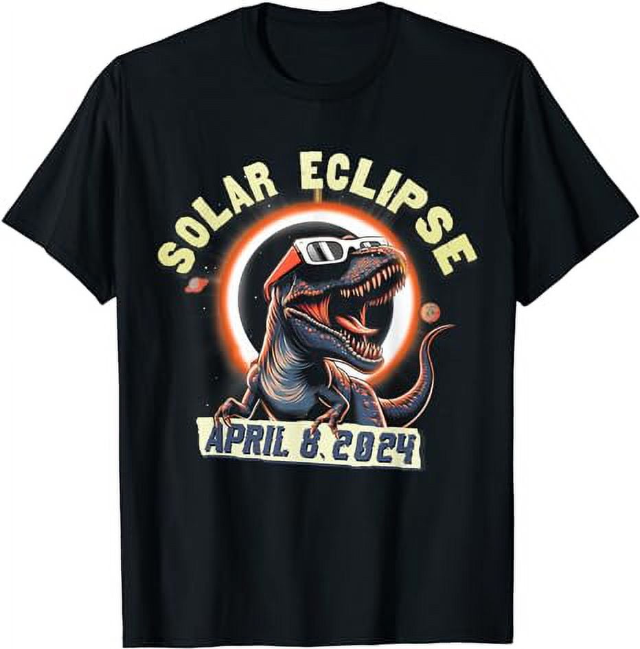 T-Rex Dinosaur Total Solar Eclipse Totality April 8 2024 T-Shirt ...