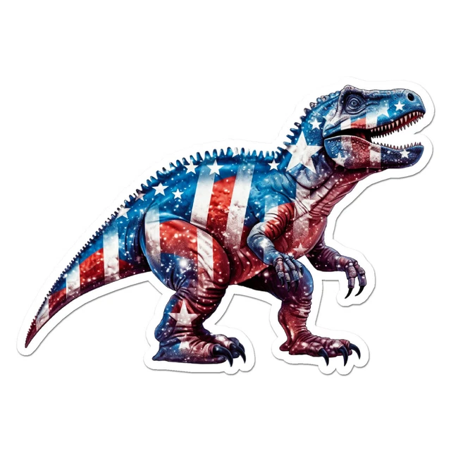 T-Rex Dinosaur Usa Flag Sticker Phone Decal Water Bottle Stickers Car ...