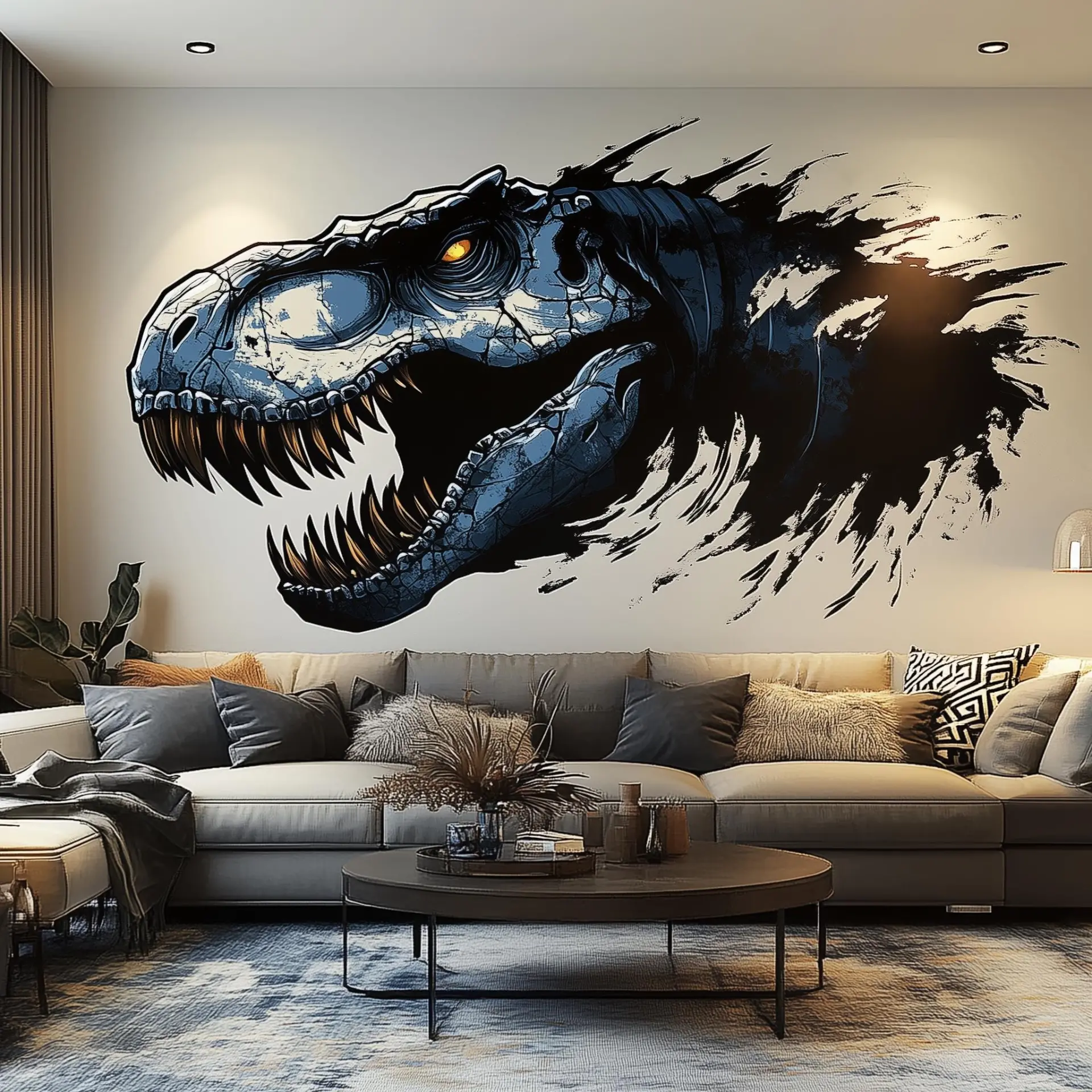 T-Rex Dinosaur Wall Sticker Decal | Fierce 3D Dine Mural | Realistic ...