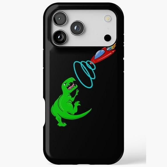 T-Rex Dinosaur vs Spaceman Cartoon Phone Case for iPhone 11 through 17 ...