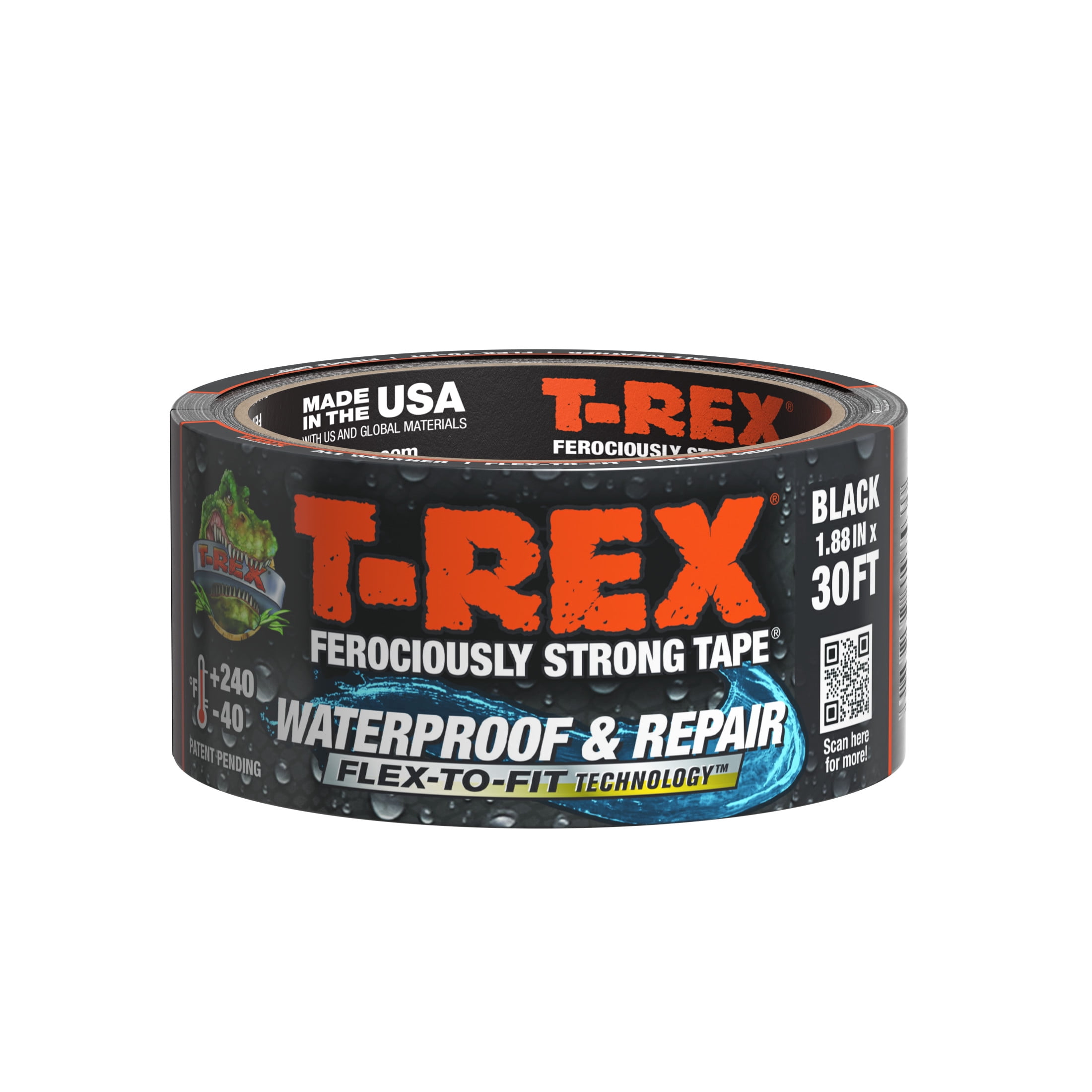 T-Rex Ferociously Strong Black Waterproof and Repair Tape 1.88 in x 10 ...