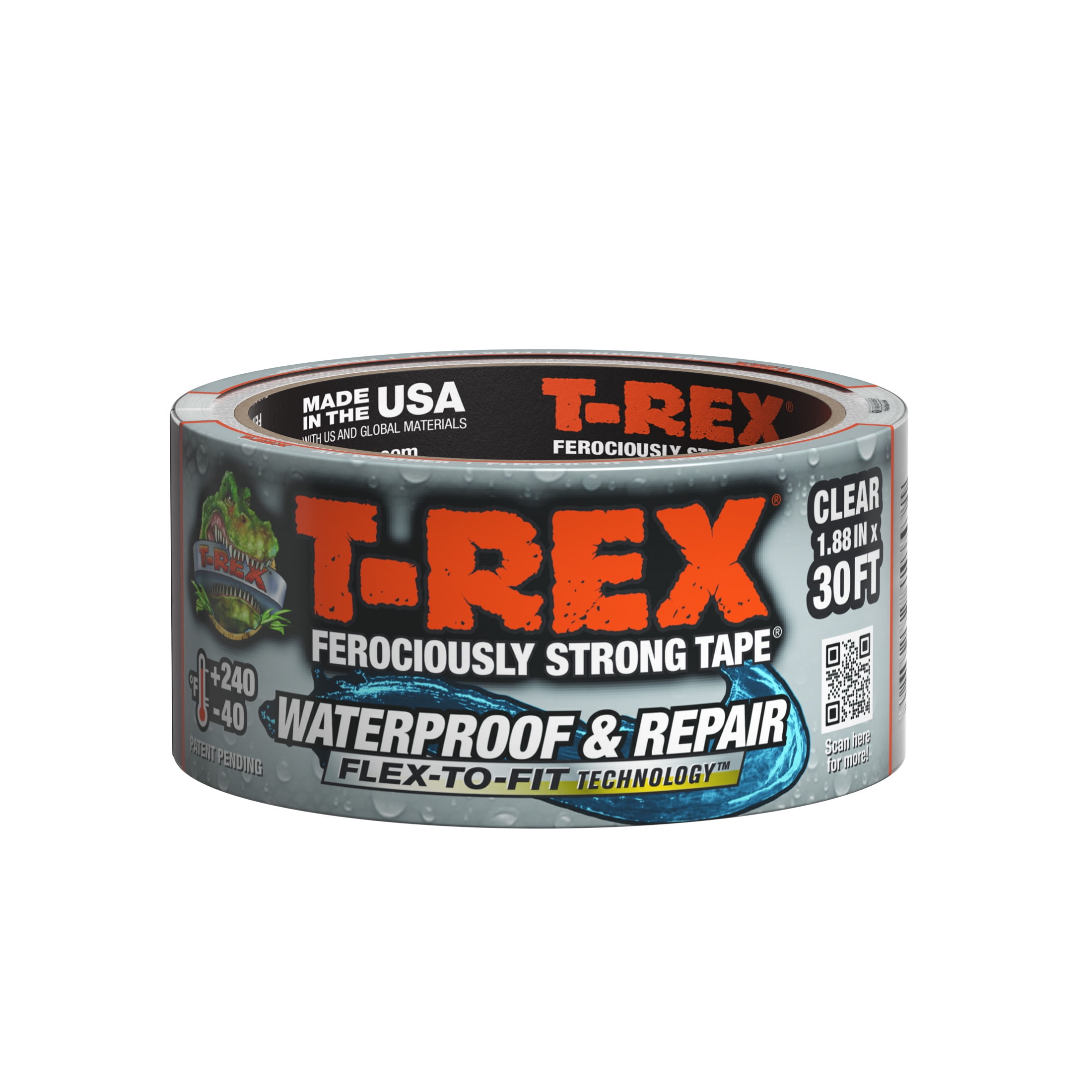 T-Rex Ferociously Strong Clear Waterproof and Repair Tape 1.88 in x 10 ...