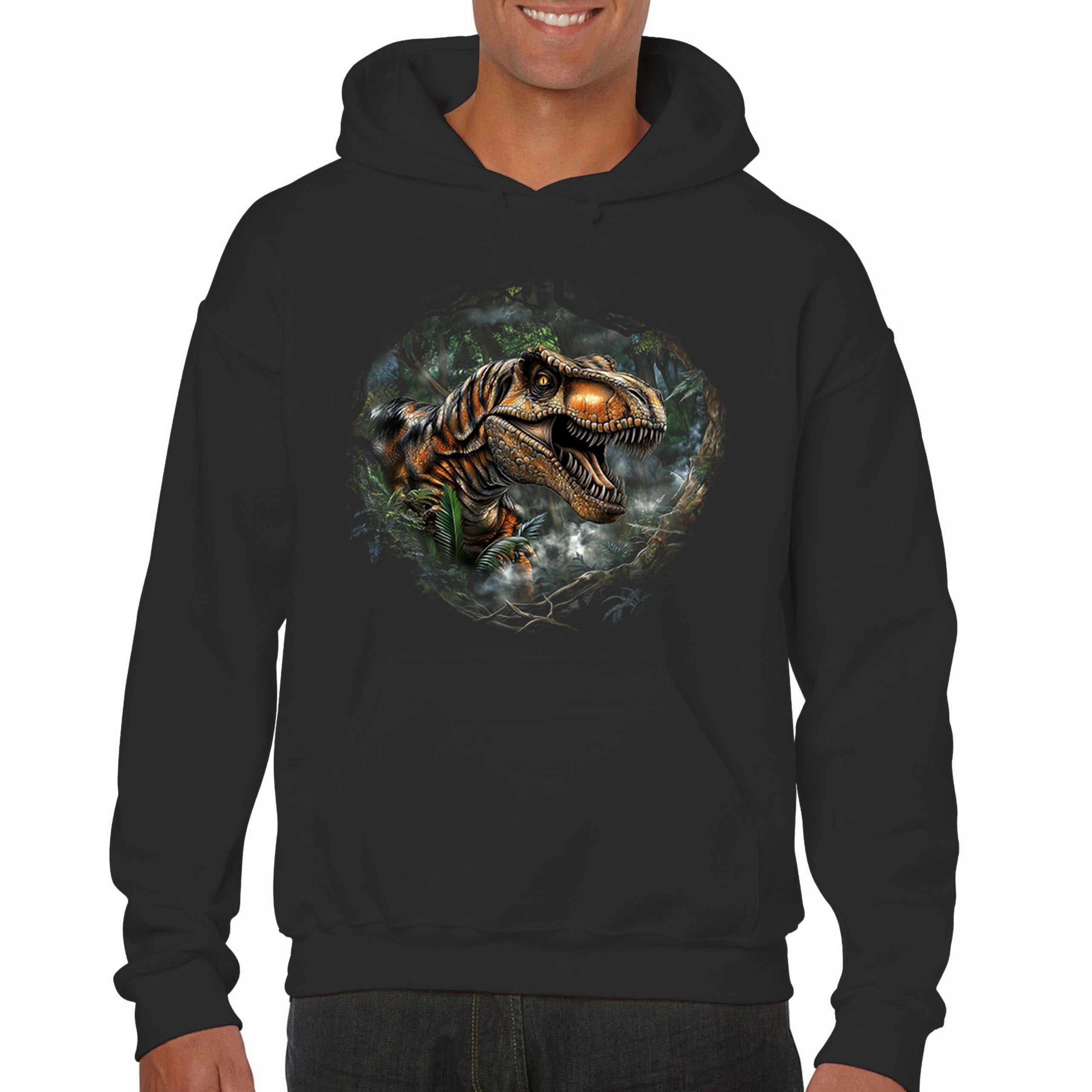 T-Rex Jungle Sweatshirt Roaring Dinosaur Dino Tropical Attack ...