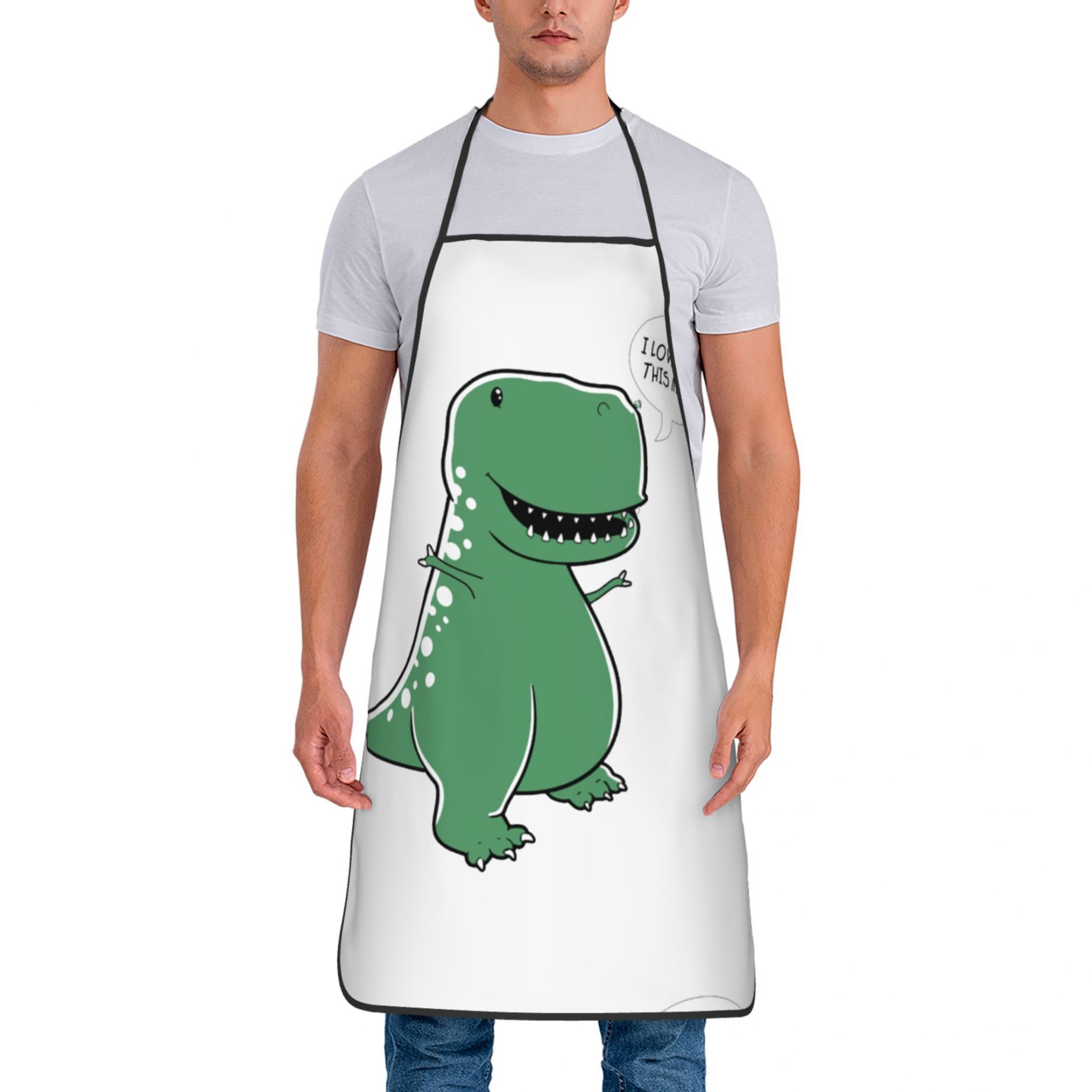 T-Rex Loves You This Much Aprons for Women Men Waterproof Apron Kitchen ...