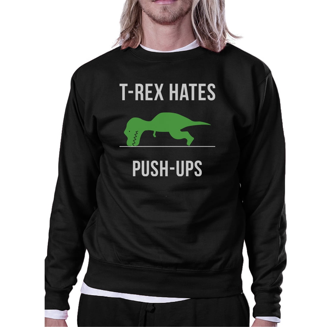 T-Rex Push Ups Mens/Unisex Black Fleece Sweatshirt - Walmart.com