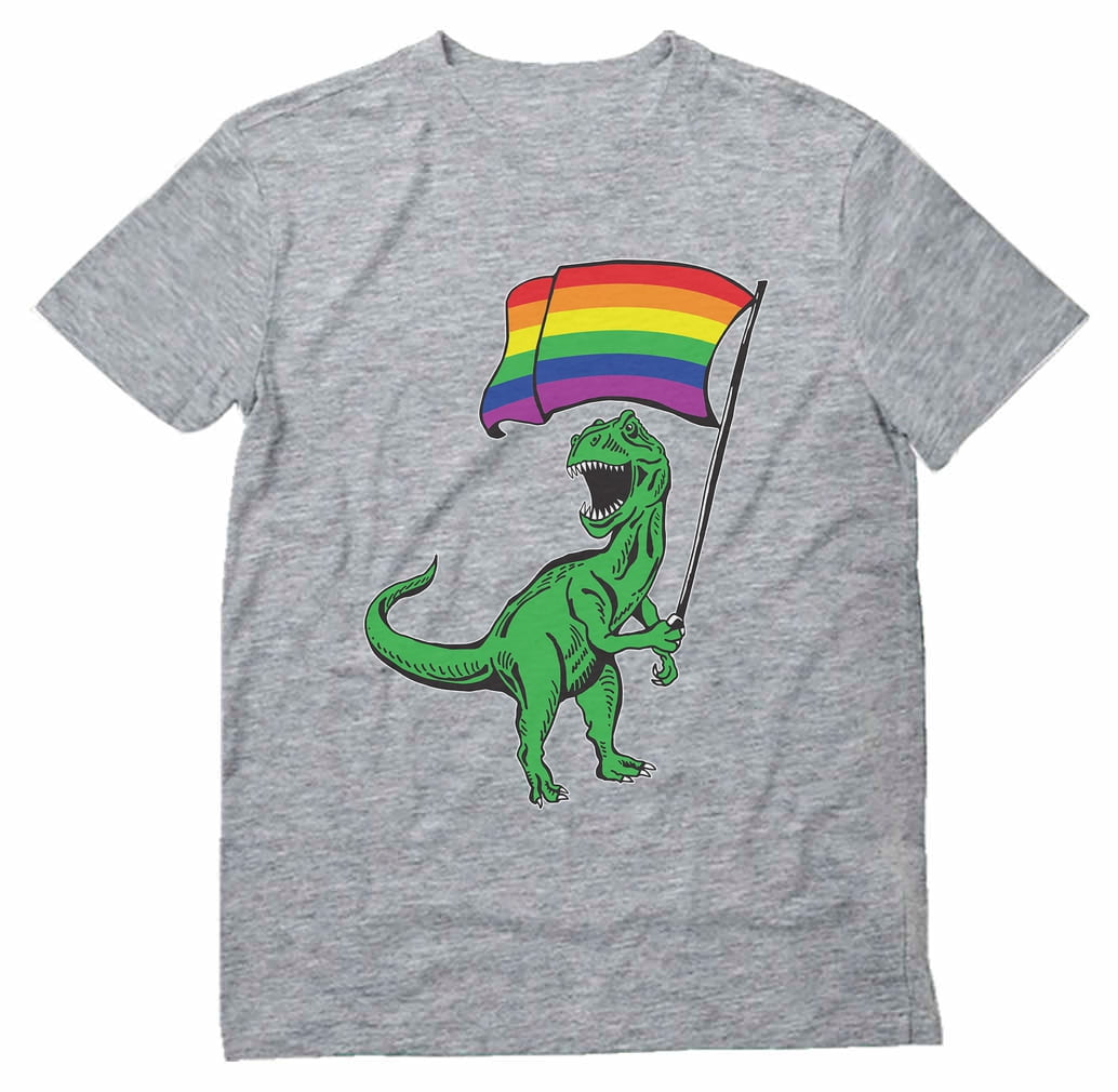 T-Rex Rainbow Flag Gay Pride Shirt - Casual LGBTQ Wear - 'Love is Love ...