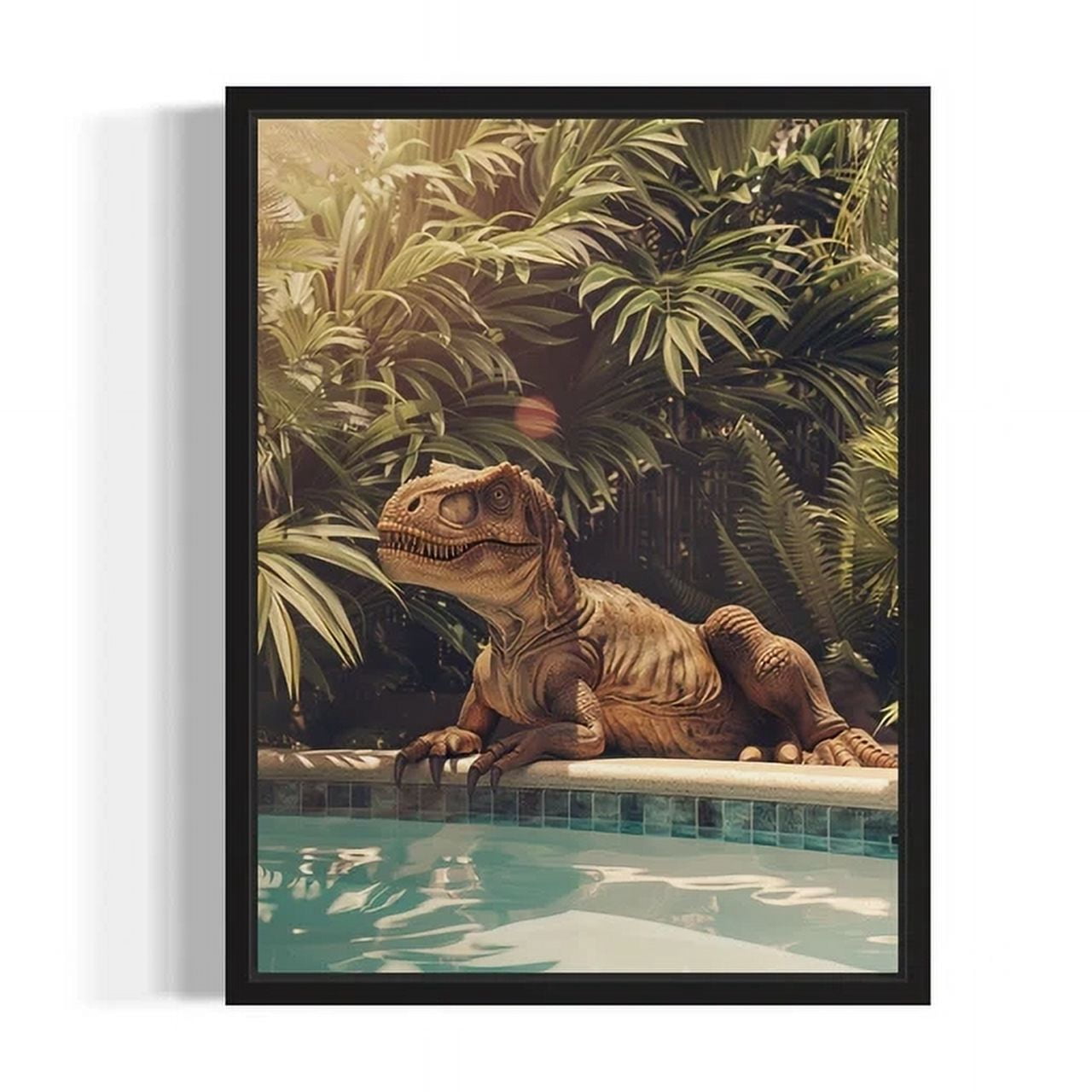 T-Rex Relaxing By Pool Dinosaurs Photo Art Print Poster Wall Art ...