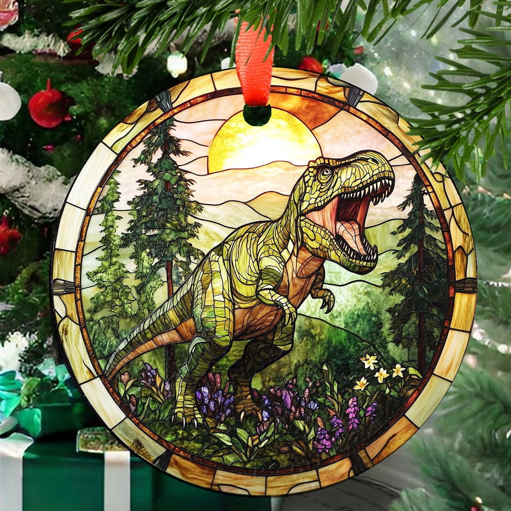 T-Rex Stained Glass Suncatcher, Tyrannosaurus Dinosaur Suncatcher ...