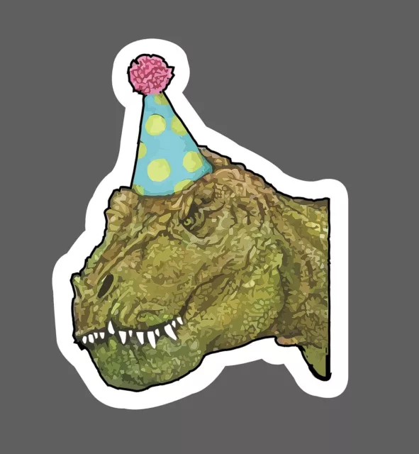 T Rex Sticker Birthday Hat Waterproof Sticker Phone Decal Water Bottle ...