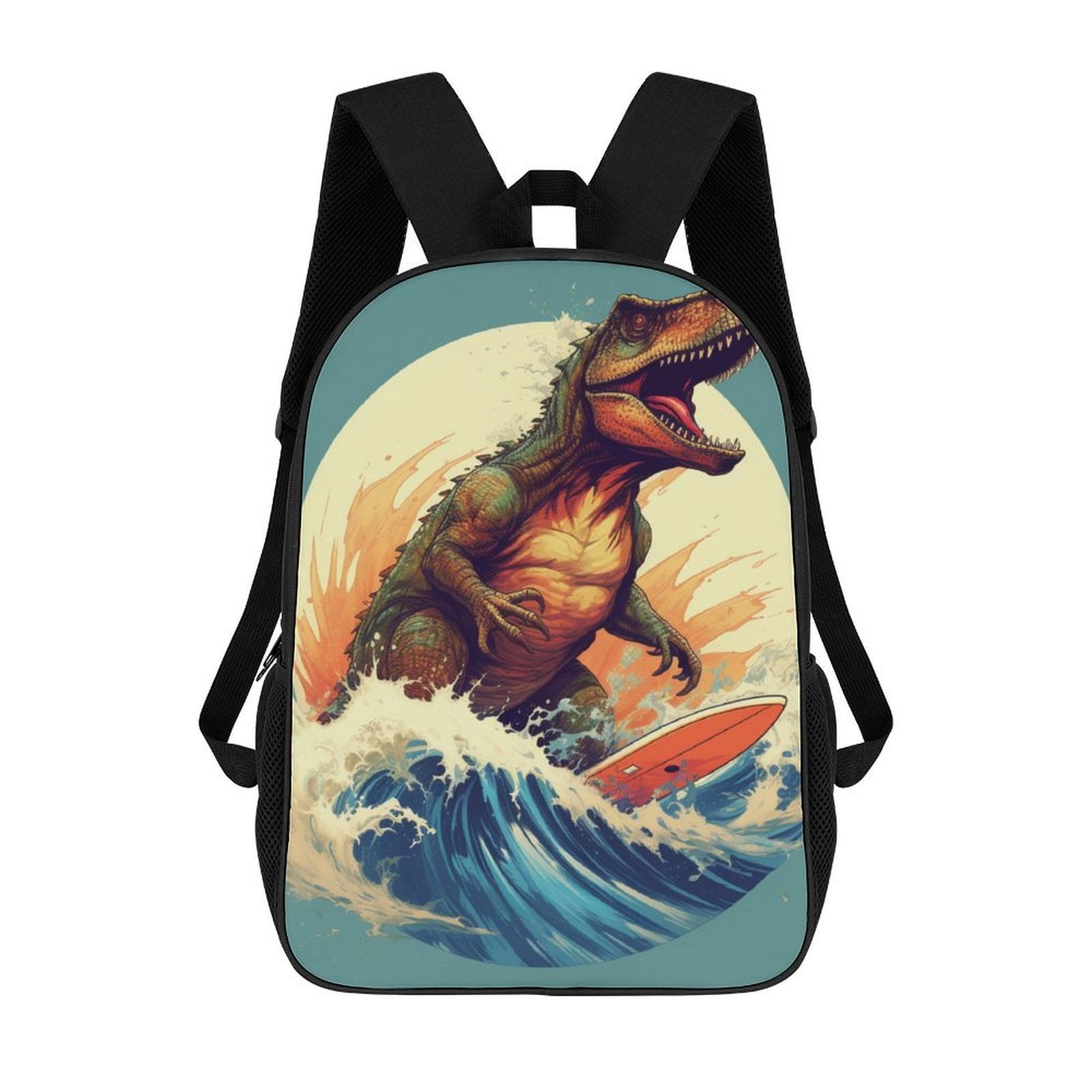 T Rex Surfing Ocean Wave Backpack Travel Laptop Casual College Daypack ...