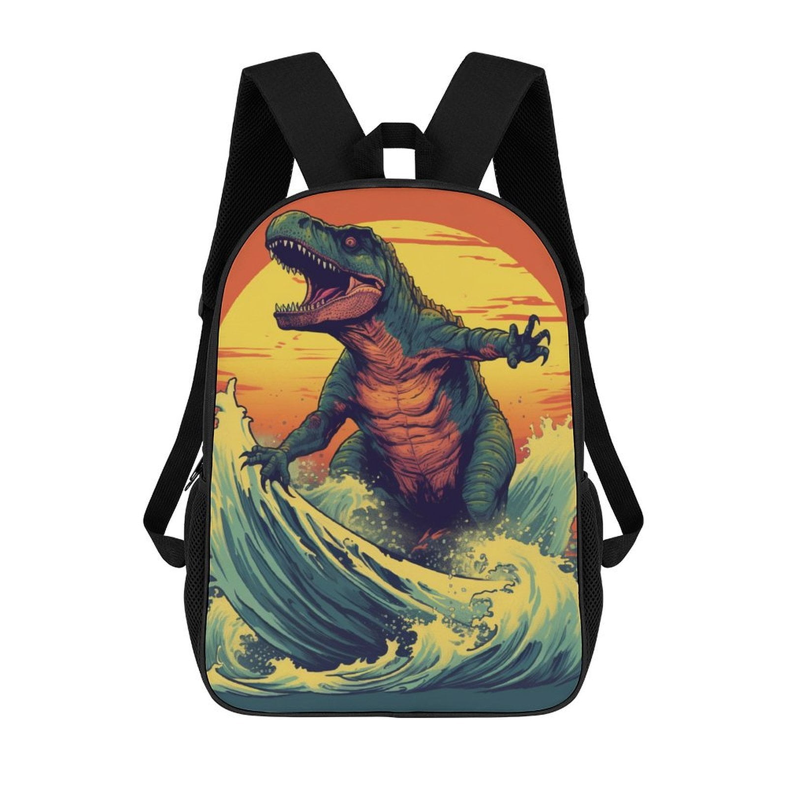 T Rex Surfing Sunset Wave Art Backpack Travel Laptop Casual College ...
