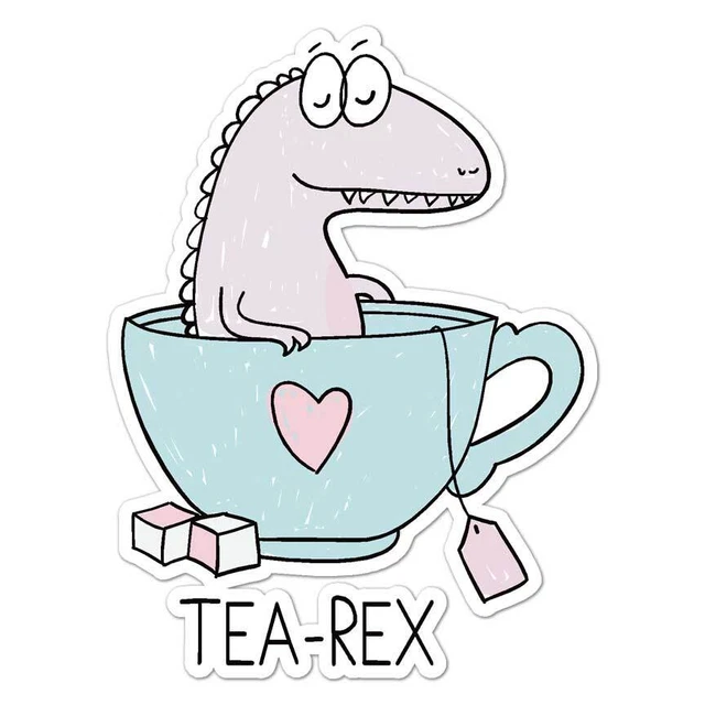T-Rex Tea Rex Sticker Indoor Outdoor Phone Decal Water Bottle Stickers ...