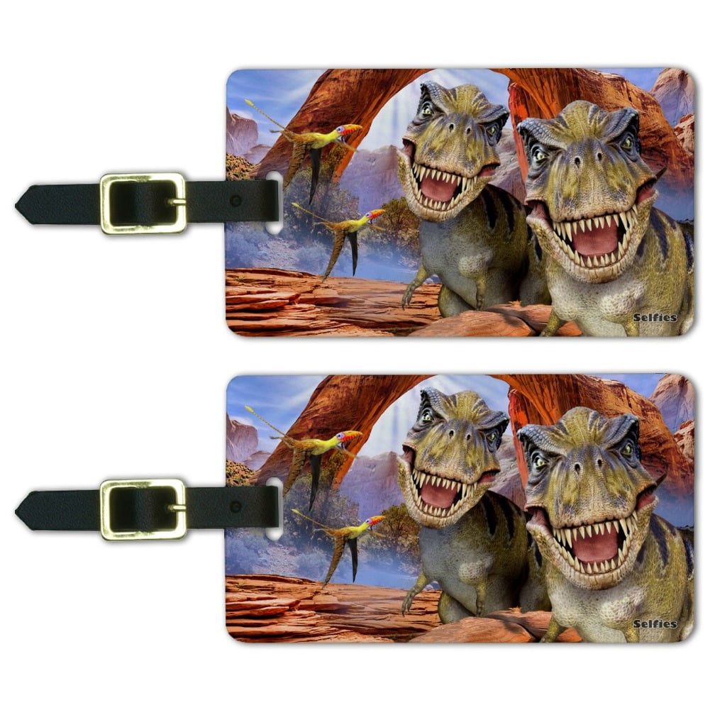 T-Rex Tyrannosaurus Jurassic Selfie Luggage ID Tags Suitcase Carry-On ...