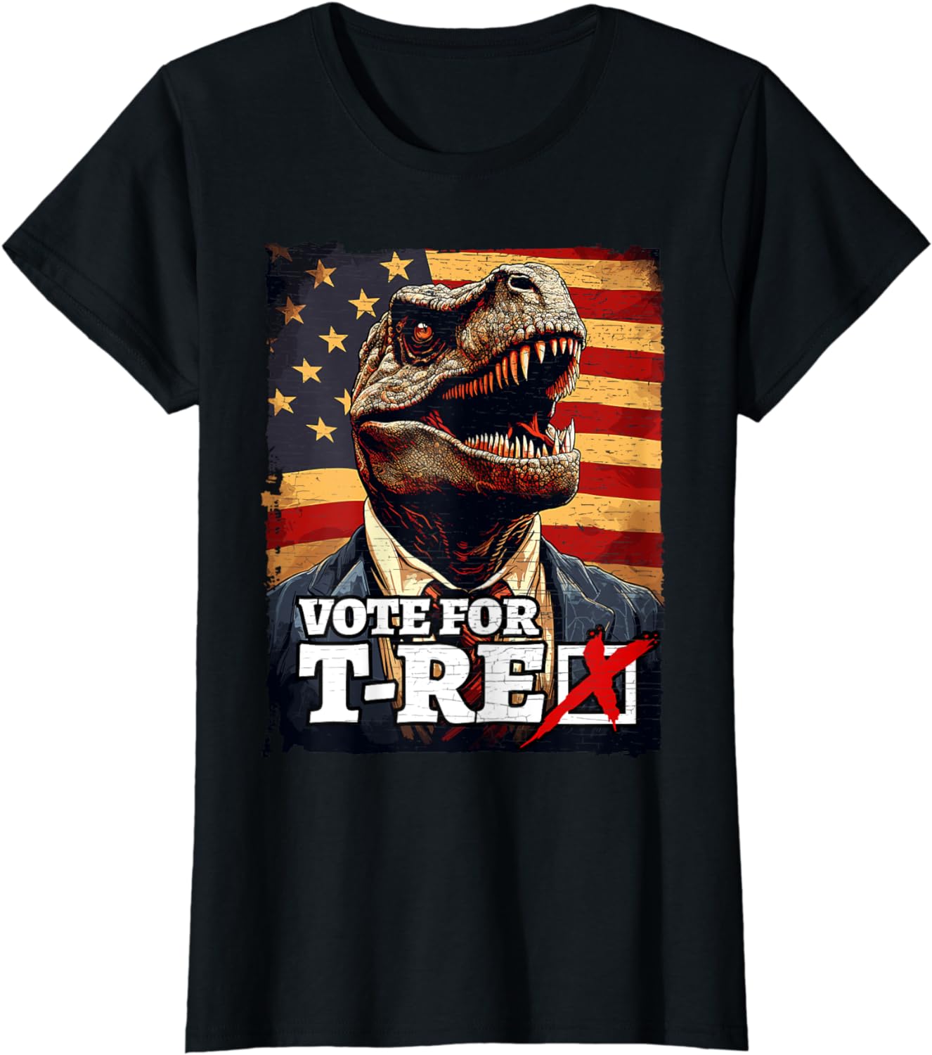 T-Rex US President Election Vote Dinosaur USA Flag 2024 T-Shirt ...