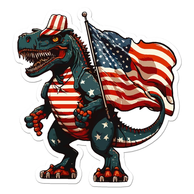 T-Rex Usa Flag Sticker Phone Decal Water Bottle Stickers Car Decals ...