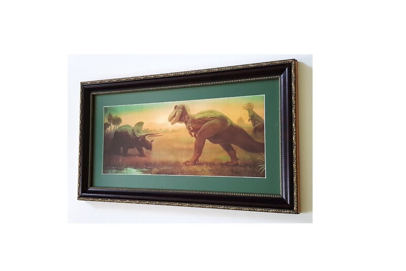 T- Rex and Triceratops Framed Prehistoric Dinosaur Panorama Print Art ...