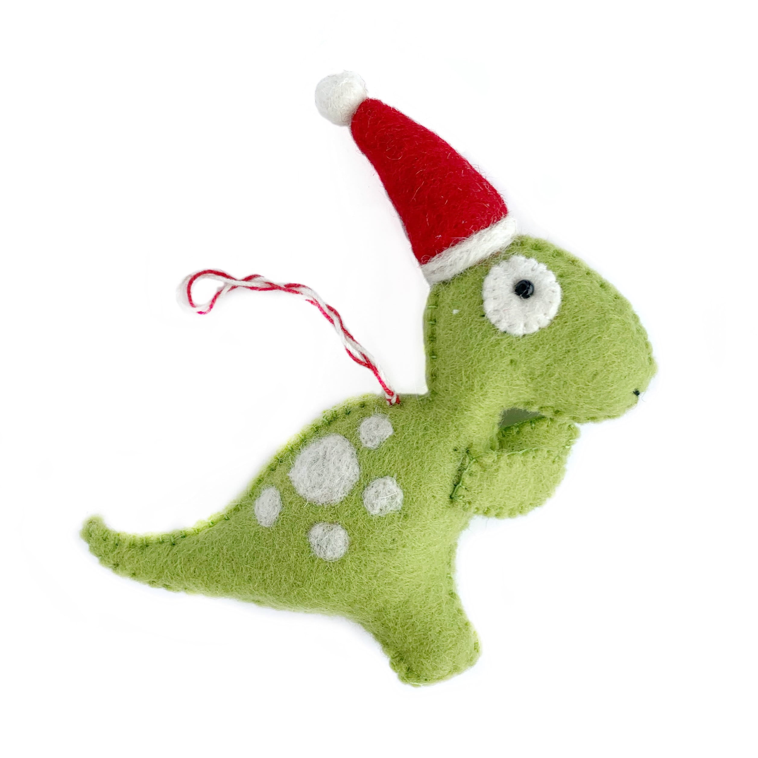 T-Rex in Santa Hat - Felt Wool Dinosaur Fair Trade Christmas Decor ...