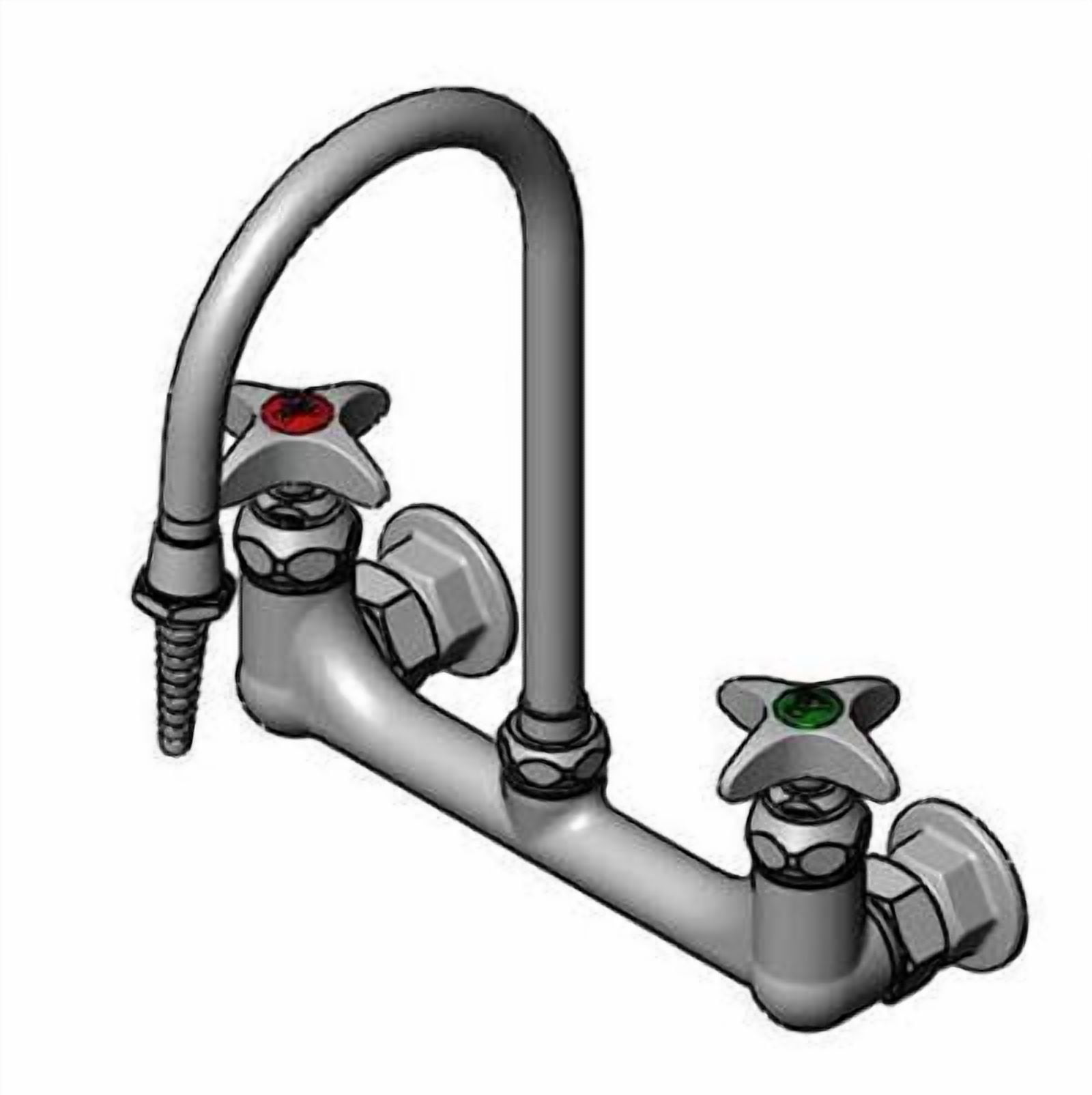 T&S Brass - Lab Mixing Faucet, Wall Mounted, Swivel Gooseneck, Serrated ...