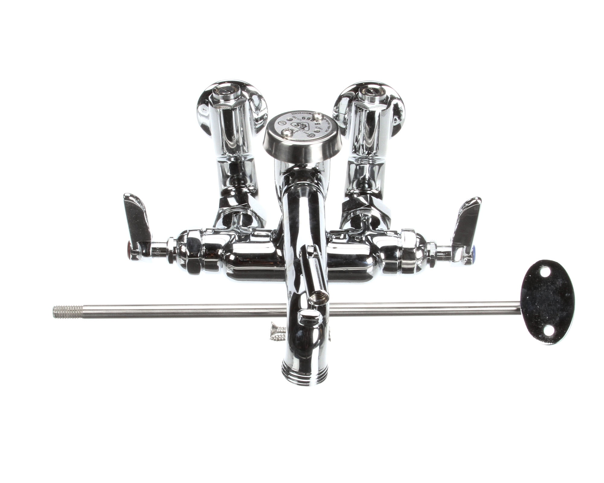 T&S Brass B-0667-POL Service Sink Faucet, Wall Mount, Adjustable Centers, Vacuum Breaker, Wall ...