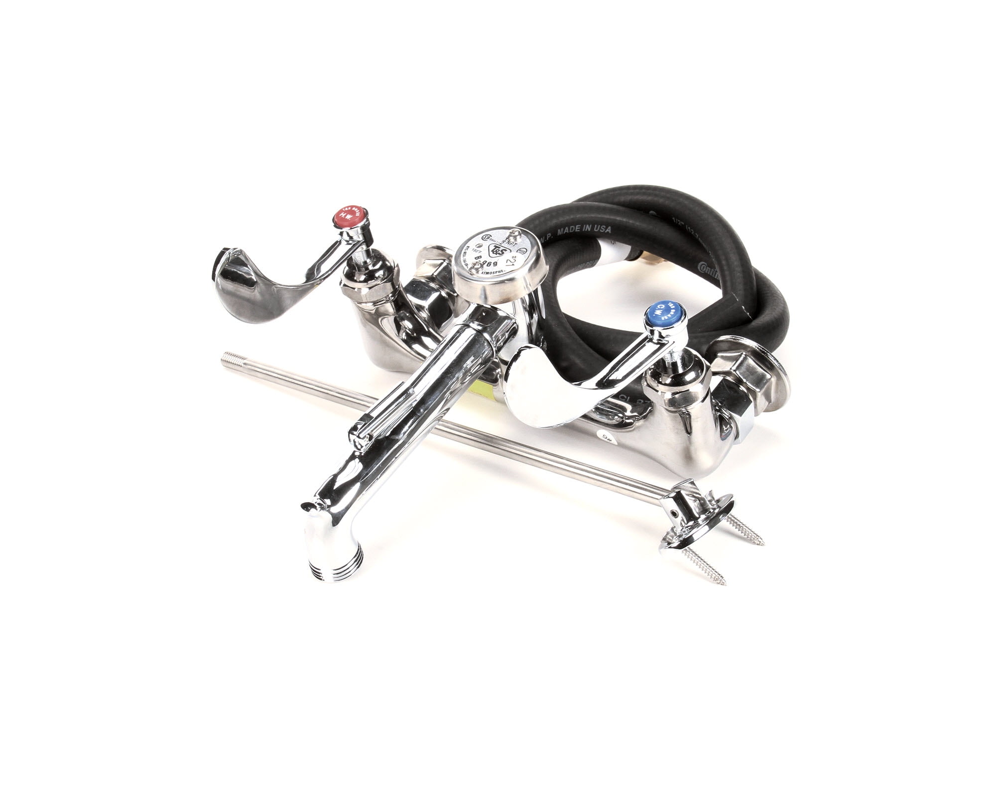 T&S Brass B-2465 4-Inch Wrist Handles PVC Hose Assembly Vacuum Breaker ...