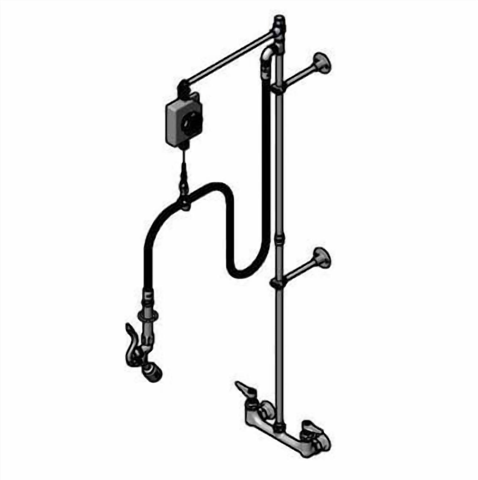 T&S Brass - Pre-Rinse, Balancer, Wall Mount Base, 8'' Centers, Angled ...