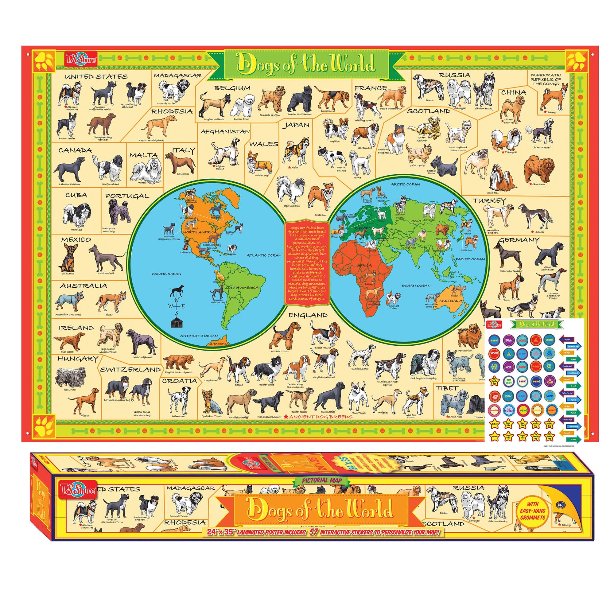 T.S. Shure Dogs of the World Pictorial Poster - Walmart.com