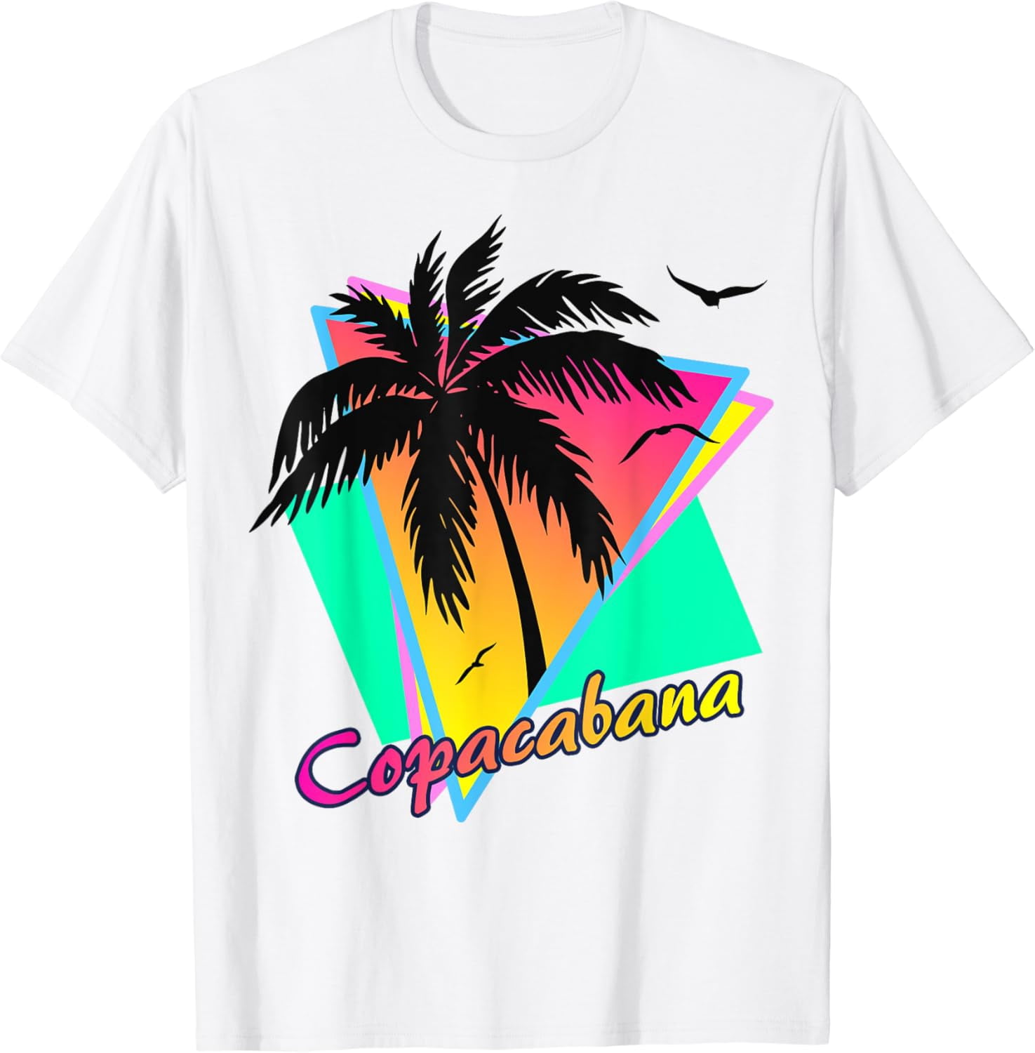 T-SHIRT Copacabana Tropical Summer Beach Palm Tree Sunset T-SHIRT mens ...