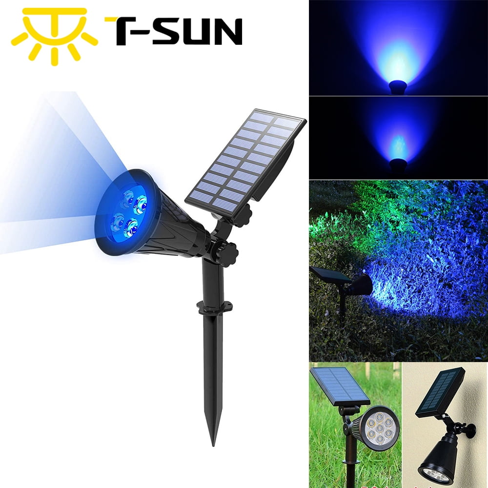 T-SUN LED Solar Spotlights Blue Color Waterproof IP65 Outdoor Security ...