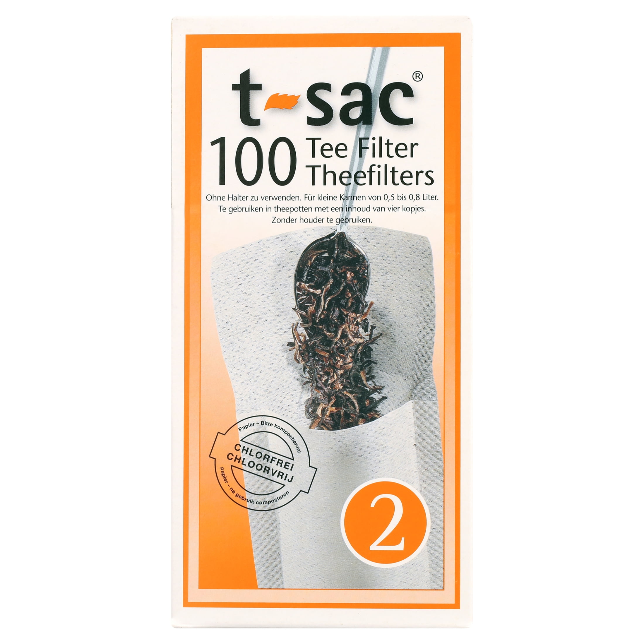 T-Sac® #2 Tea Filter Bags, 100 Manila Hemp Filters, Heat-Sealable ...