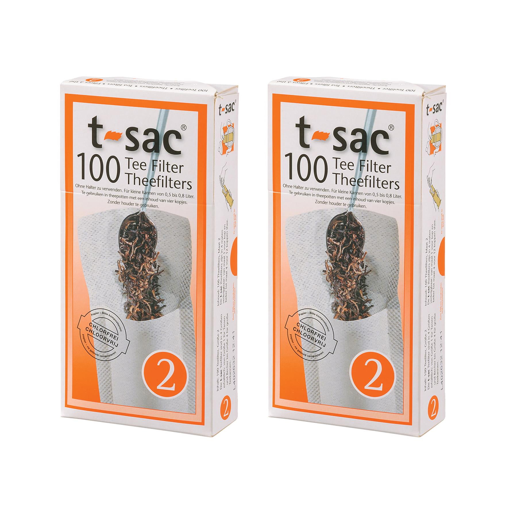 T-Sac Tea Filter Bags, Disposable Tea Infuser, Number 2-Size, 2 to 4 ...